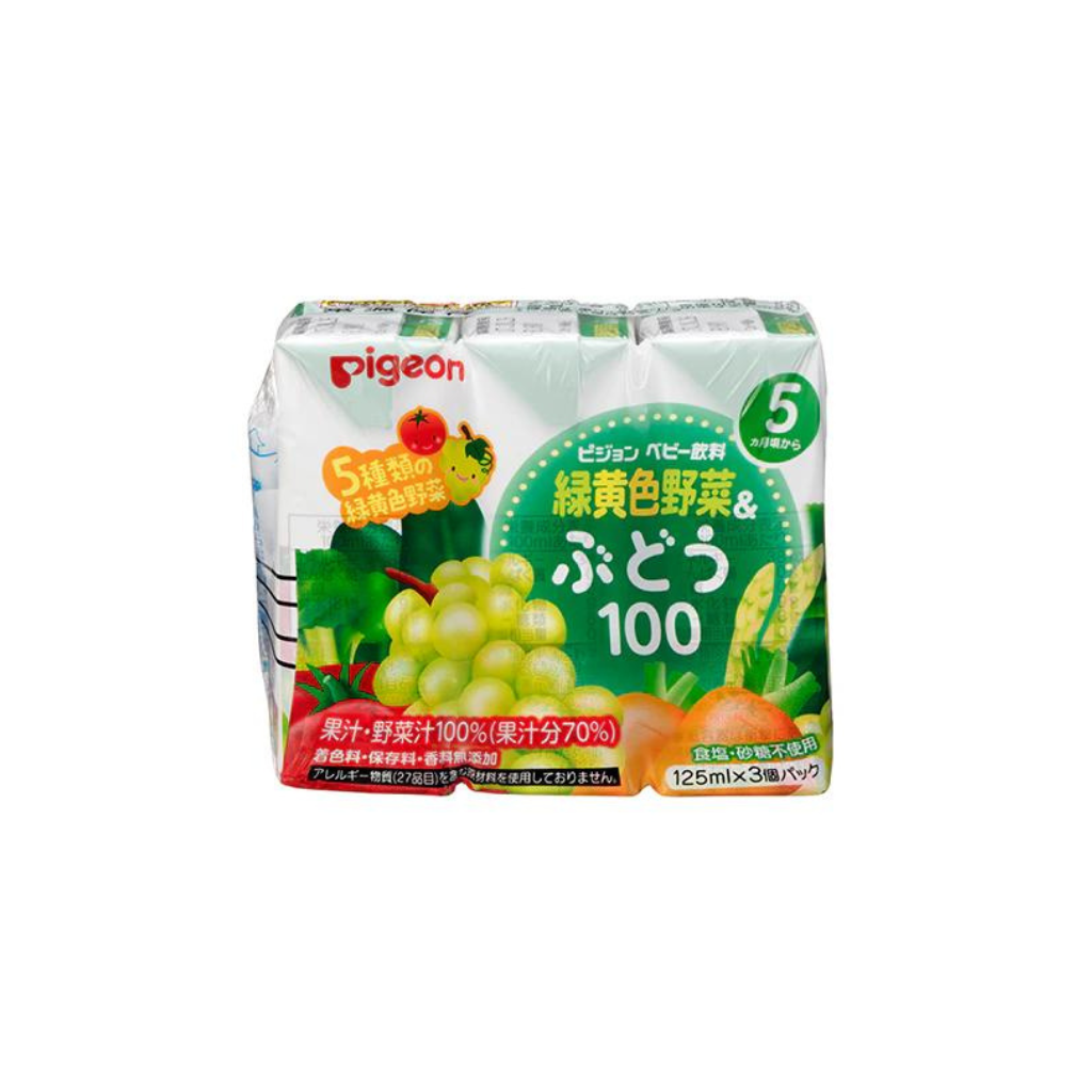 Pigeon Baby Juice Vegetable & Grape 100% 125ml x 3 | motherswork ...